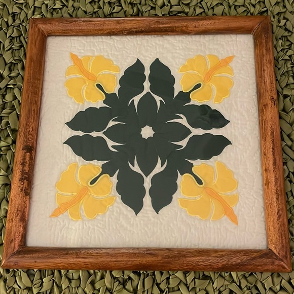 Accents | Hawaiian Hibiscus Quilt Block Framed 14x14 | Poshmark